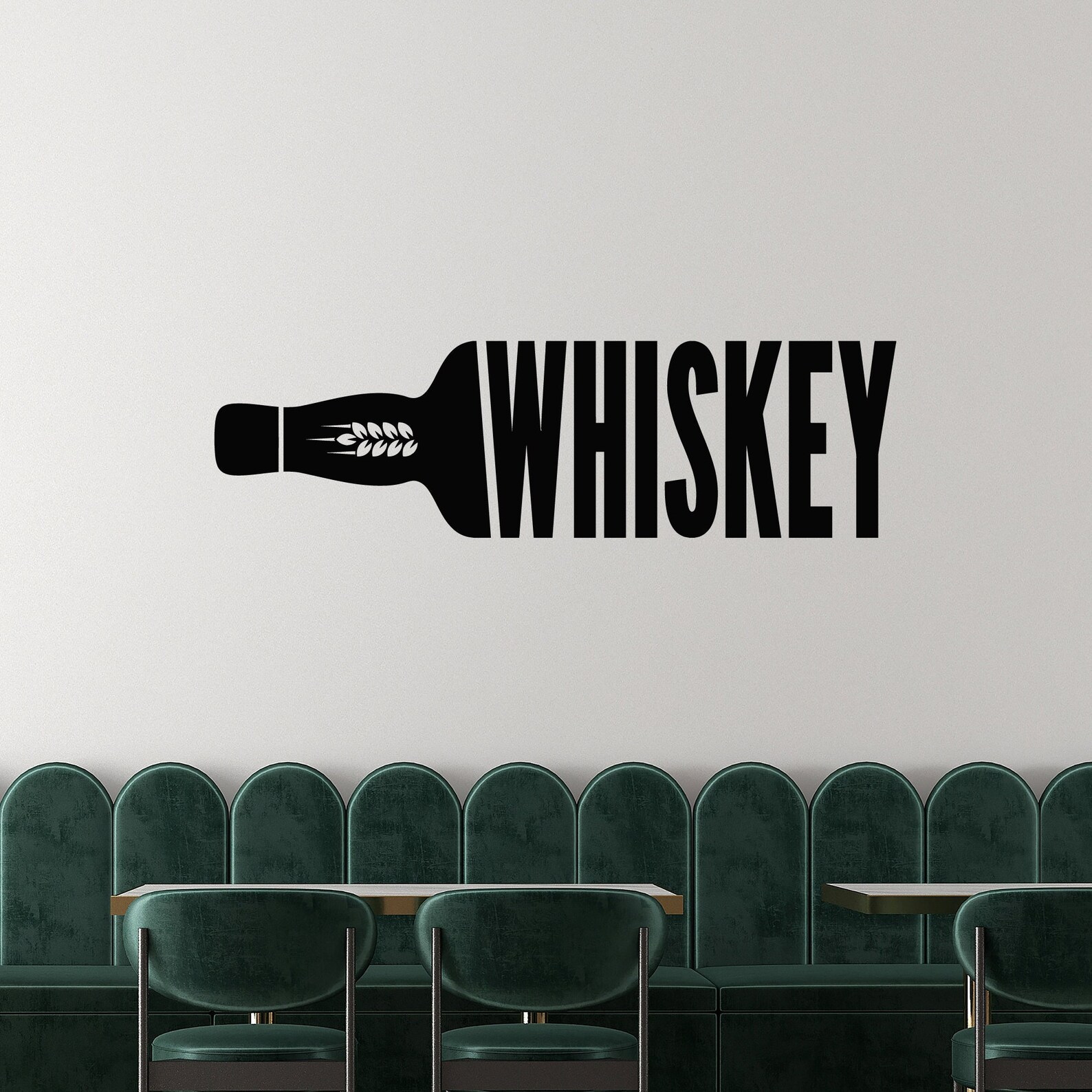 Whiskey Bottle Vinyl Wall Decal Cafe Bar Drinking Collection Night Club ...