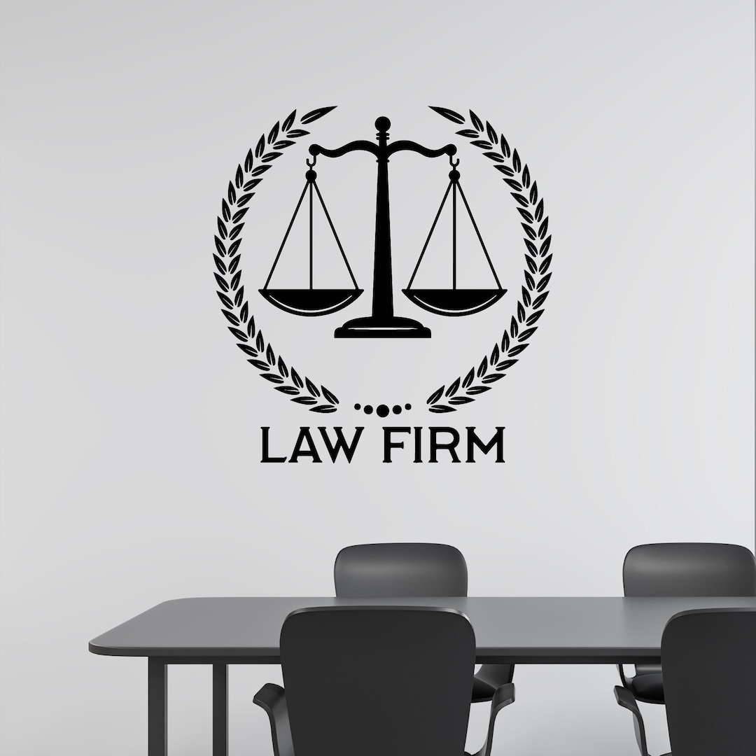 Law Firm Vinyl Wall Decal Scales of Justice Court Office Style Stickers ...