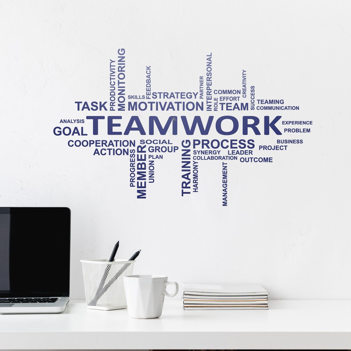 Teamwork Vinyl Wall Decal Team Work Motivation Words Home Office Space ...