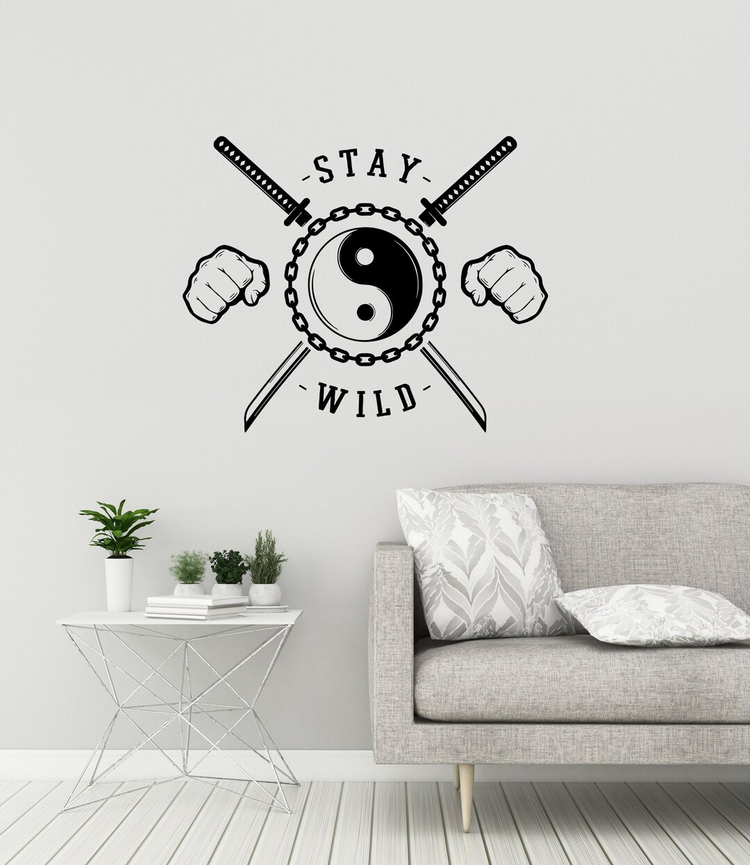 Stay Wild Vinyl Wall Decal Motivational Quote Saying Fight Club Martial ...