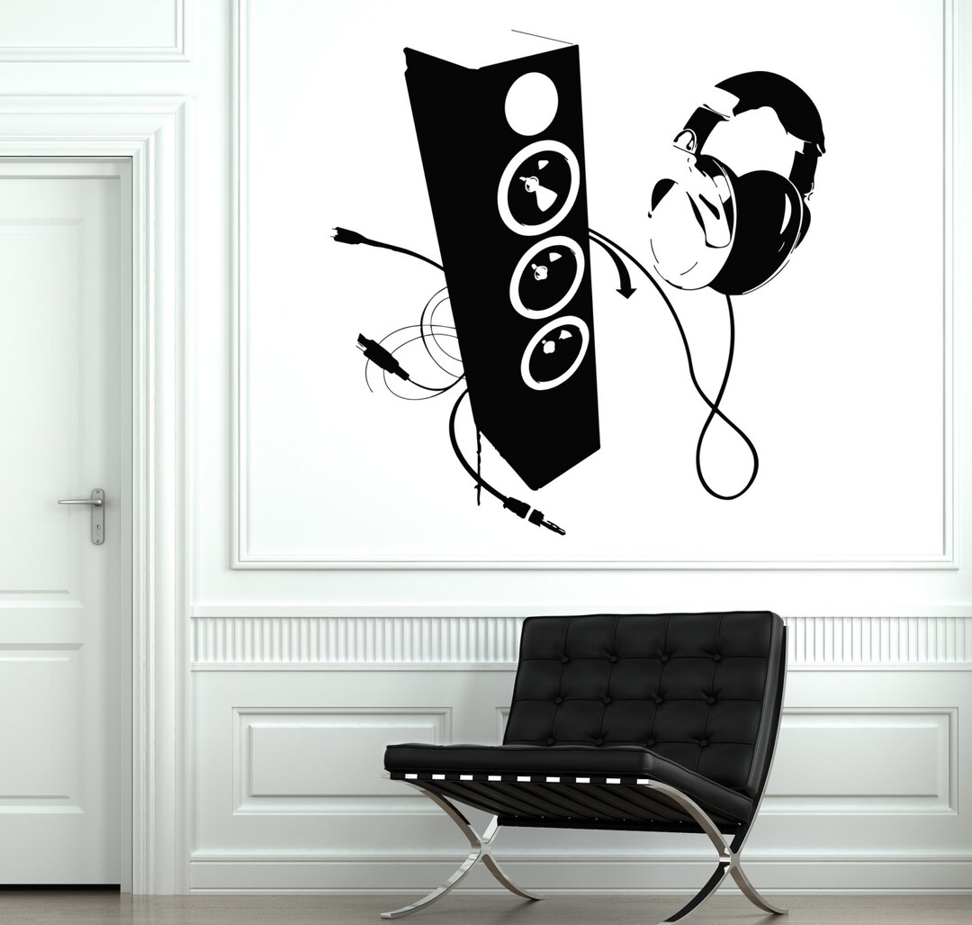 Wall Vinyl Decal Music Headphones Head Phones Speakers Decor 2077di - Etsy