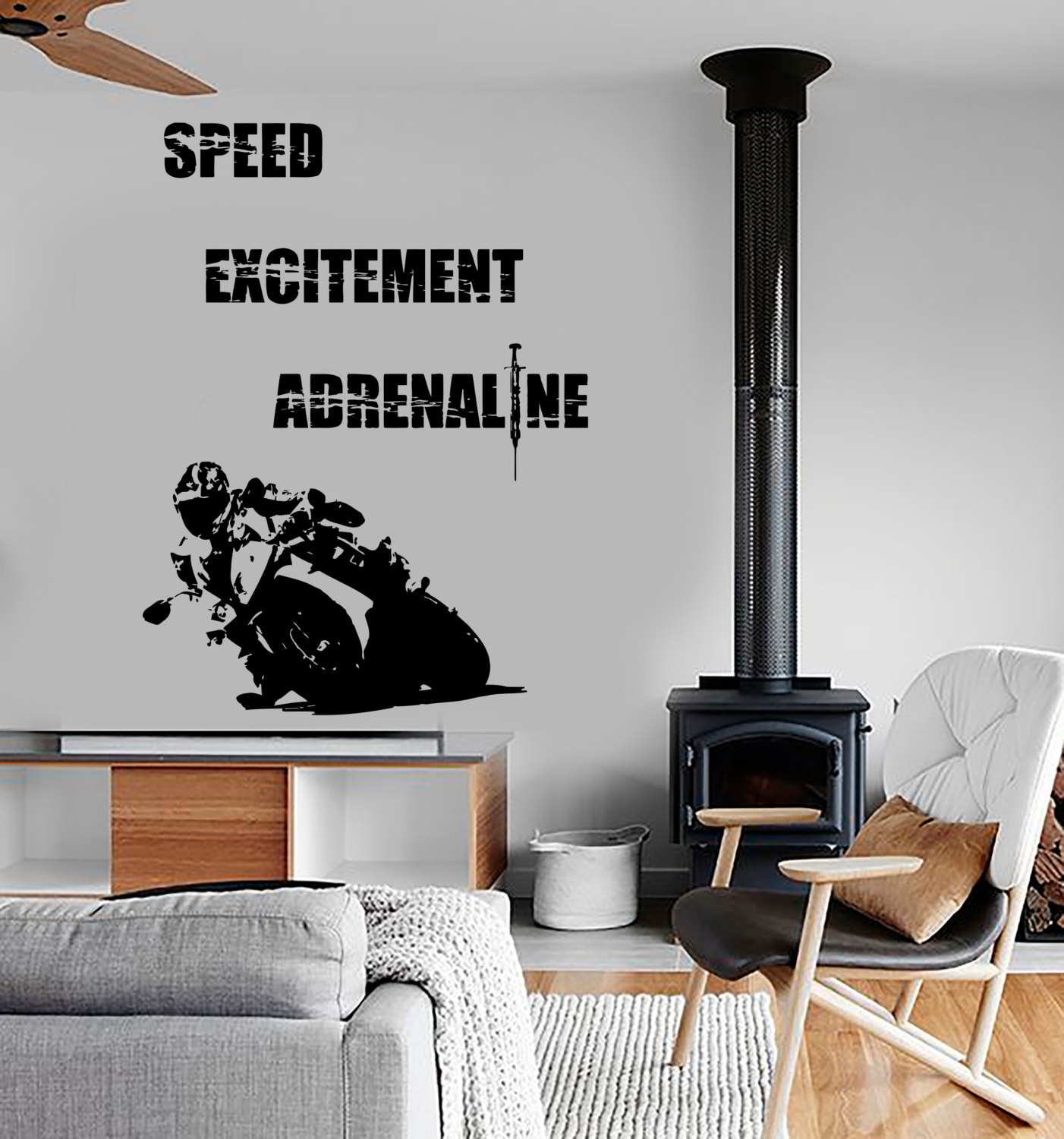 Wall Vinyl Decal Bike Biker Racing Speed Excitement Adrenaline - Etsy