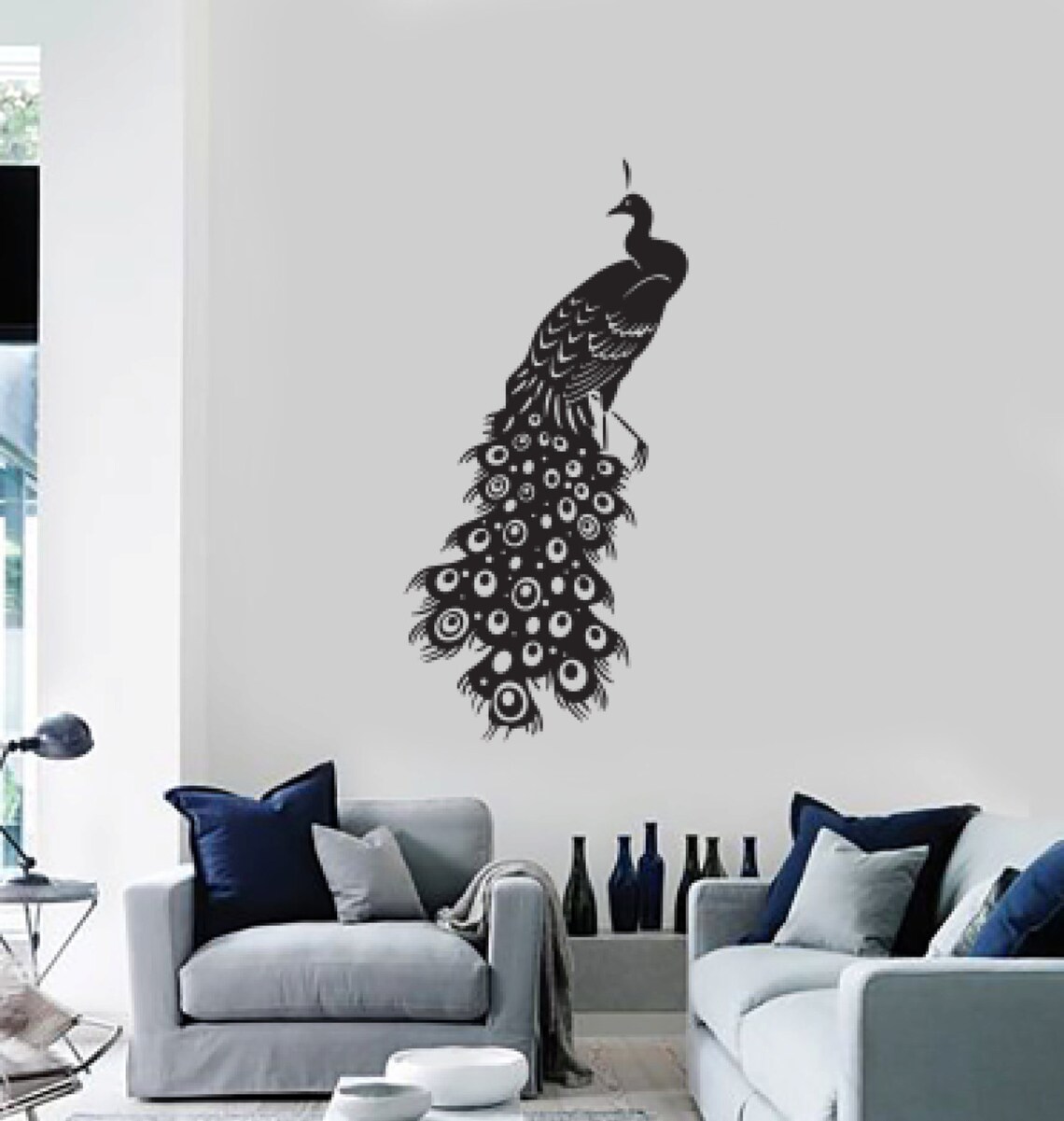 Wall Vinyl Decal Birds Beautiful Peacock Tail Symbol of Integrity and ...