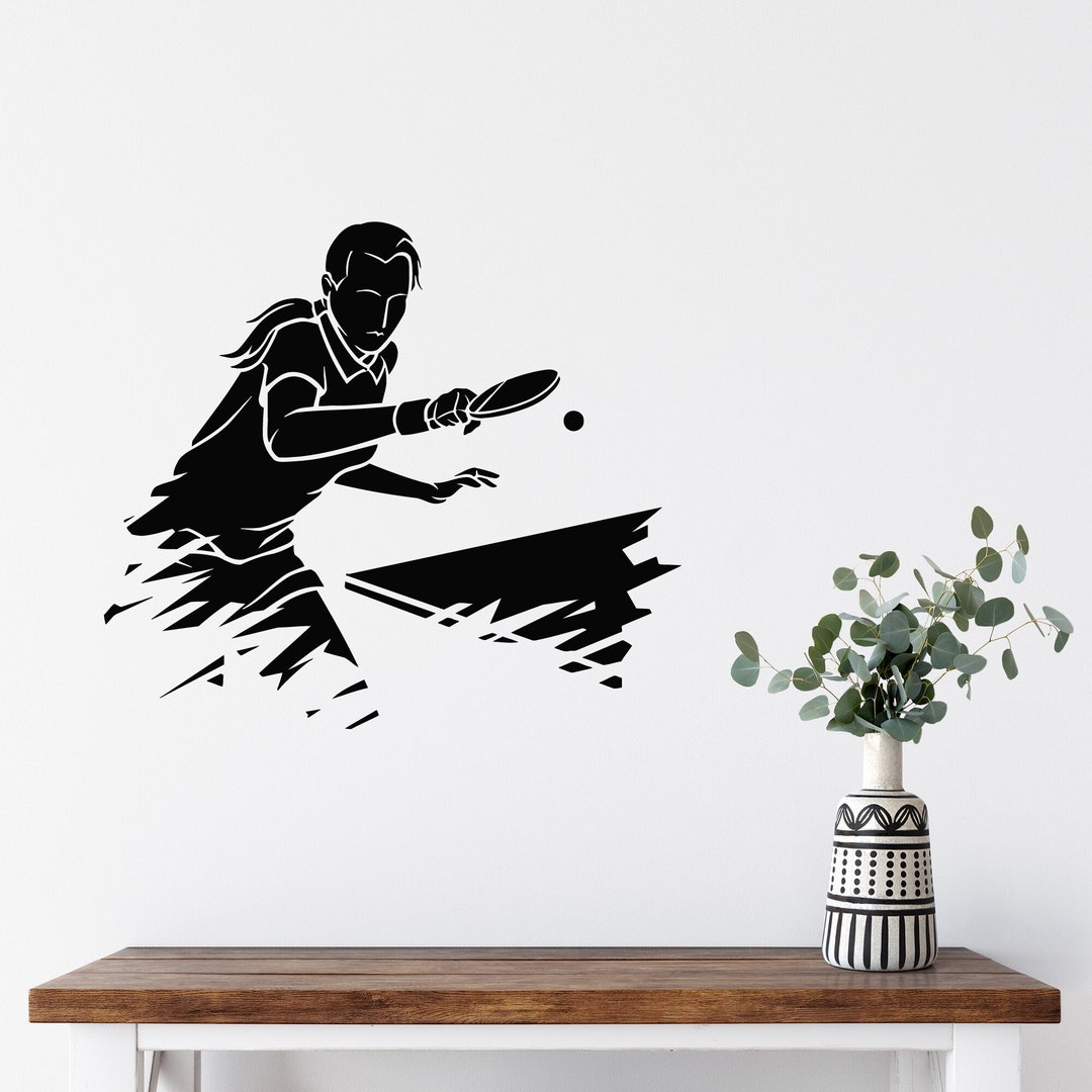 Ping Pong Vinyl Wall Decal Sports Table Tennis Athlete Game Room ...