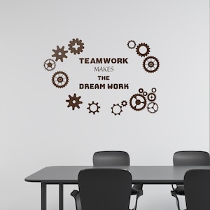 Teamwork Makes the Dream Work Vinyl Wall Decal - Gears Inspirational ...