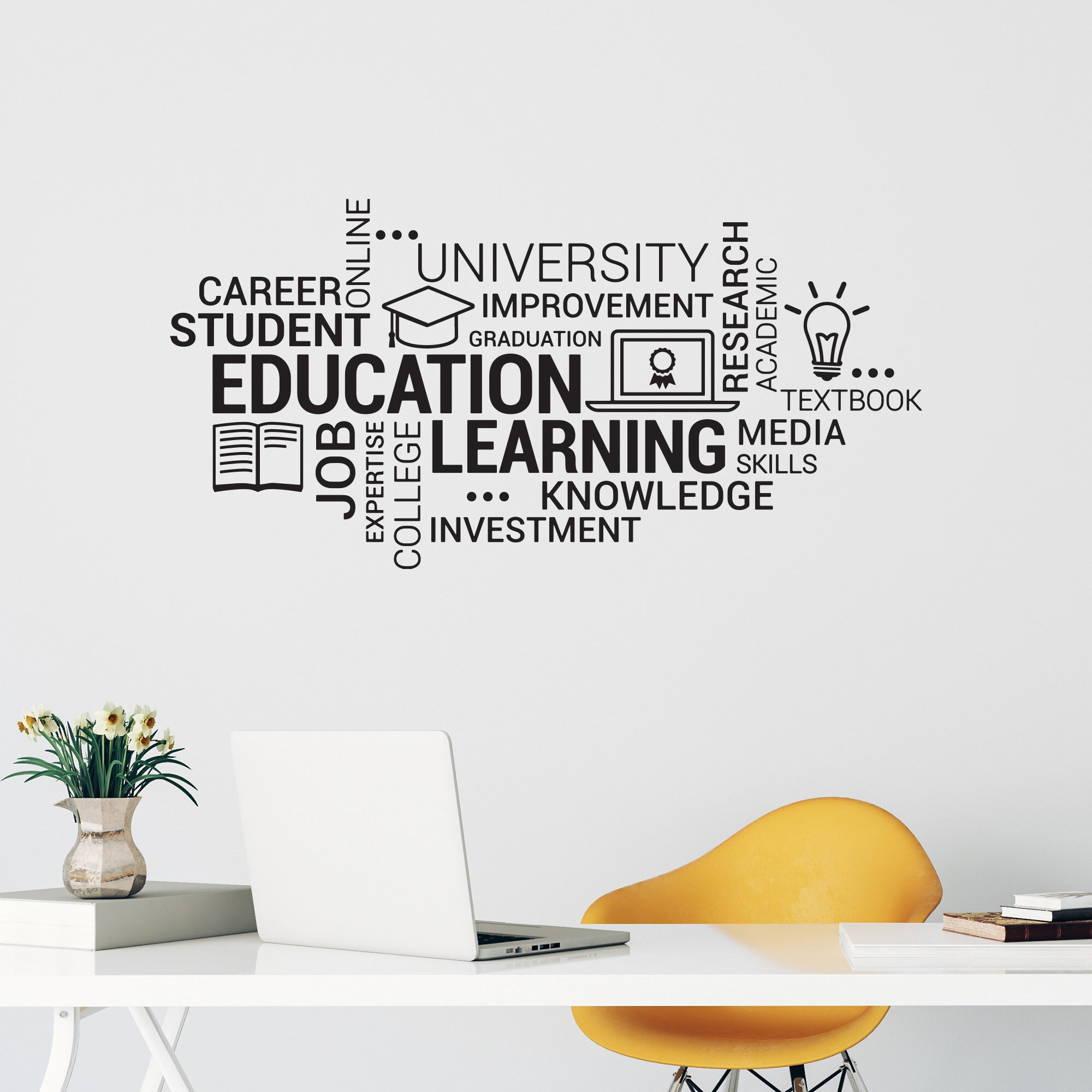 Education Vinyl Wall Decal Learning University Middle School Classroom ...