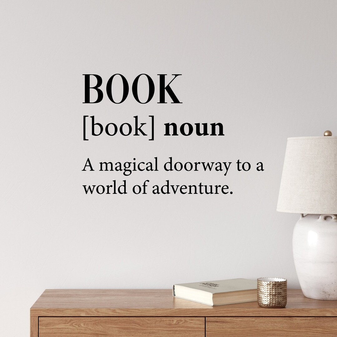 Book Definition Vinyl Wall Decal Reading Room Corner Library Decoration ...