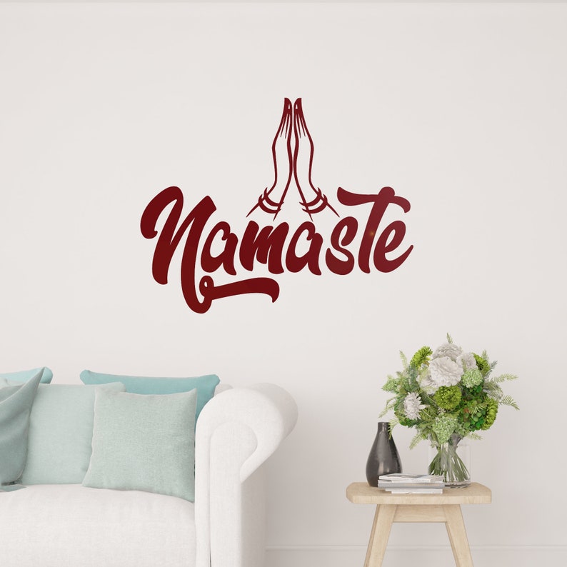 Namaste Praying Hands Vinyl Wall Decal Sign Yoga Studio Decor Art ...