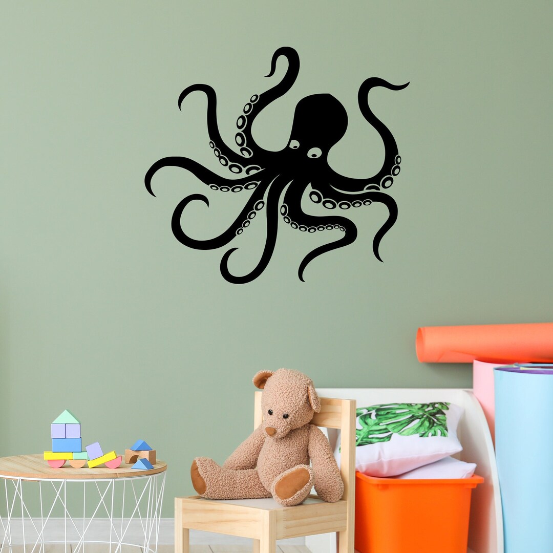 Octopus Wall Vinyl Decal Sea Animal Funny Children's Playroom Decor ...