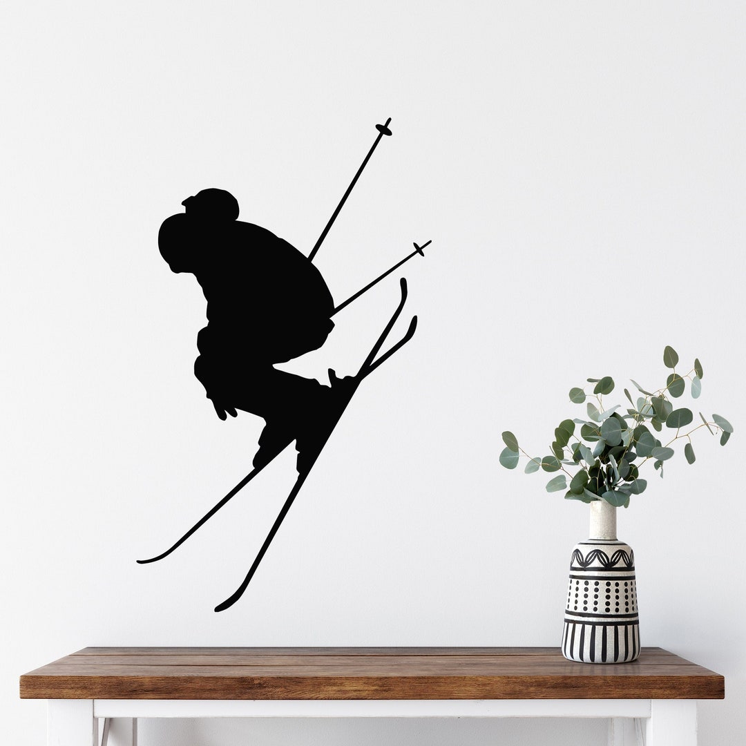 Ski Vinyl Wall Decal Winter Sport Mountain Extreme Skiing Stickers ...