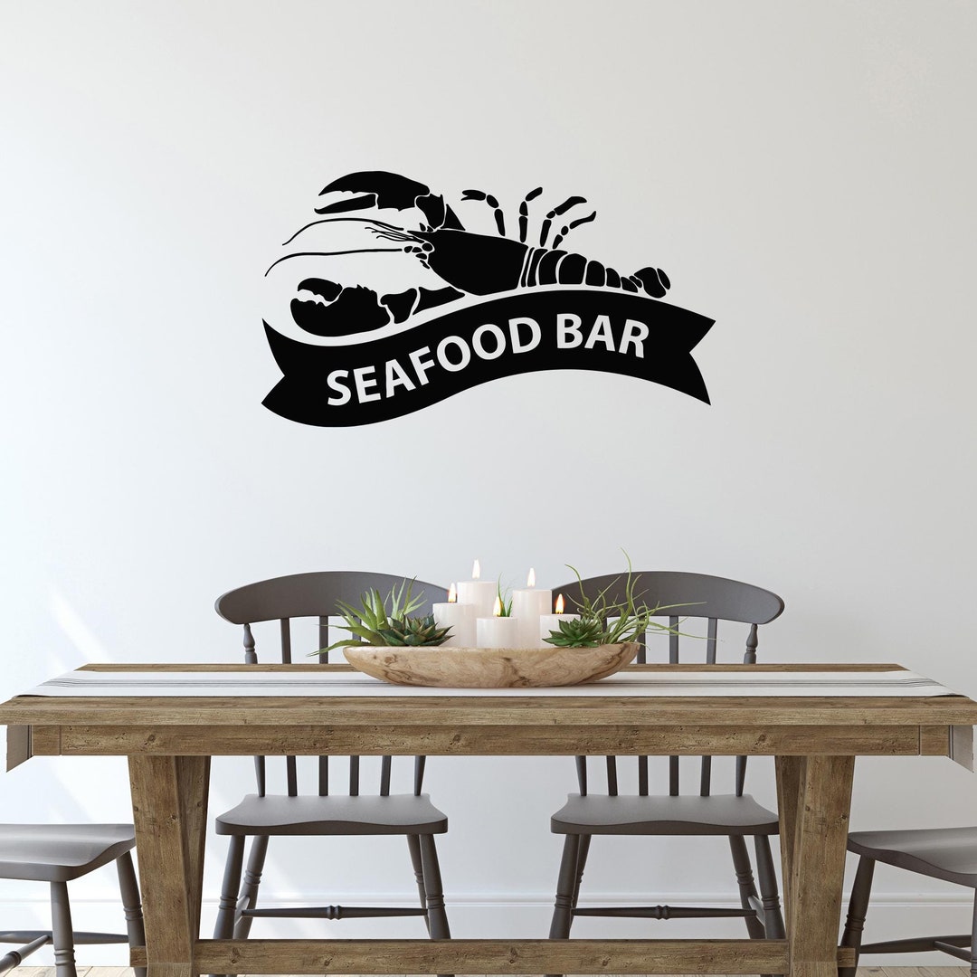 Seafood Bar Vinyl Wall Decal Restaurant Decoration Idea Window Sign ...