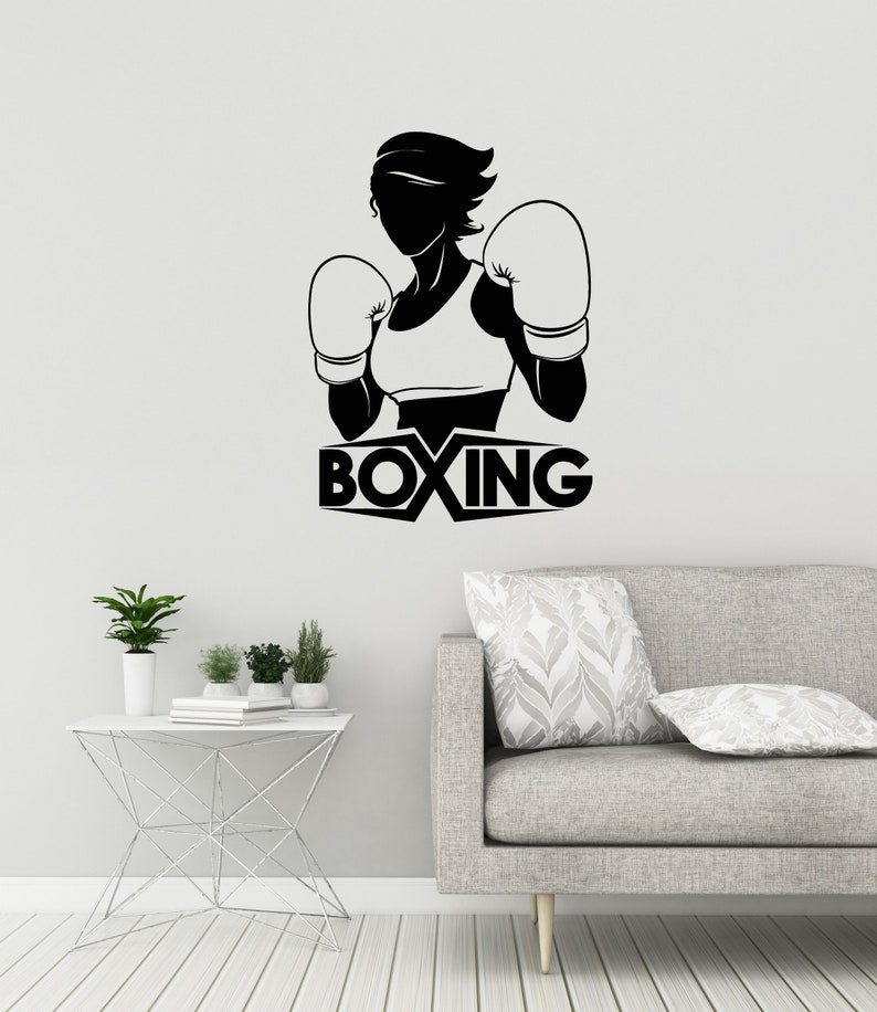 Boxing Girl Vinyl Wall Decal Boxer Gym Sports Woman Fighting | Etsy