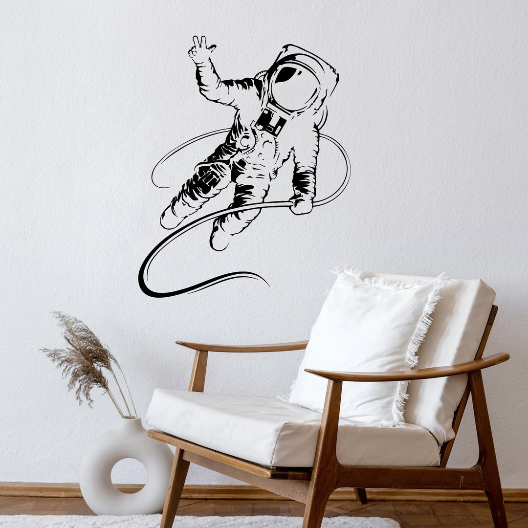 Astronaut Vinyl Wall Decal Spaceman Outer Space Kids Boy Room Art ...