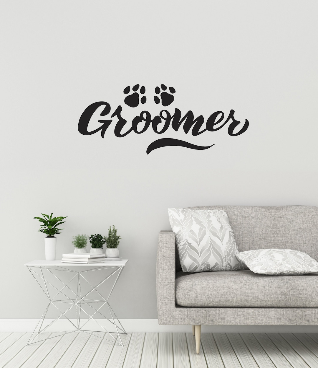Groomer Sign Vinyl Wall Decal Grooming Salon Pet Lover Animal Paws ...