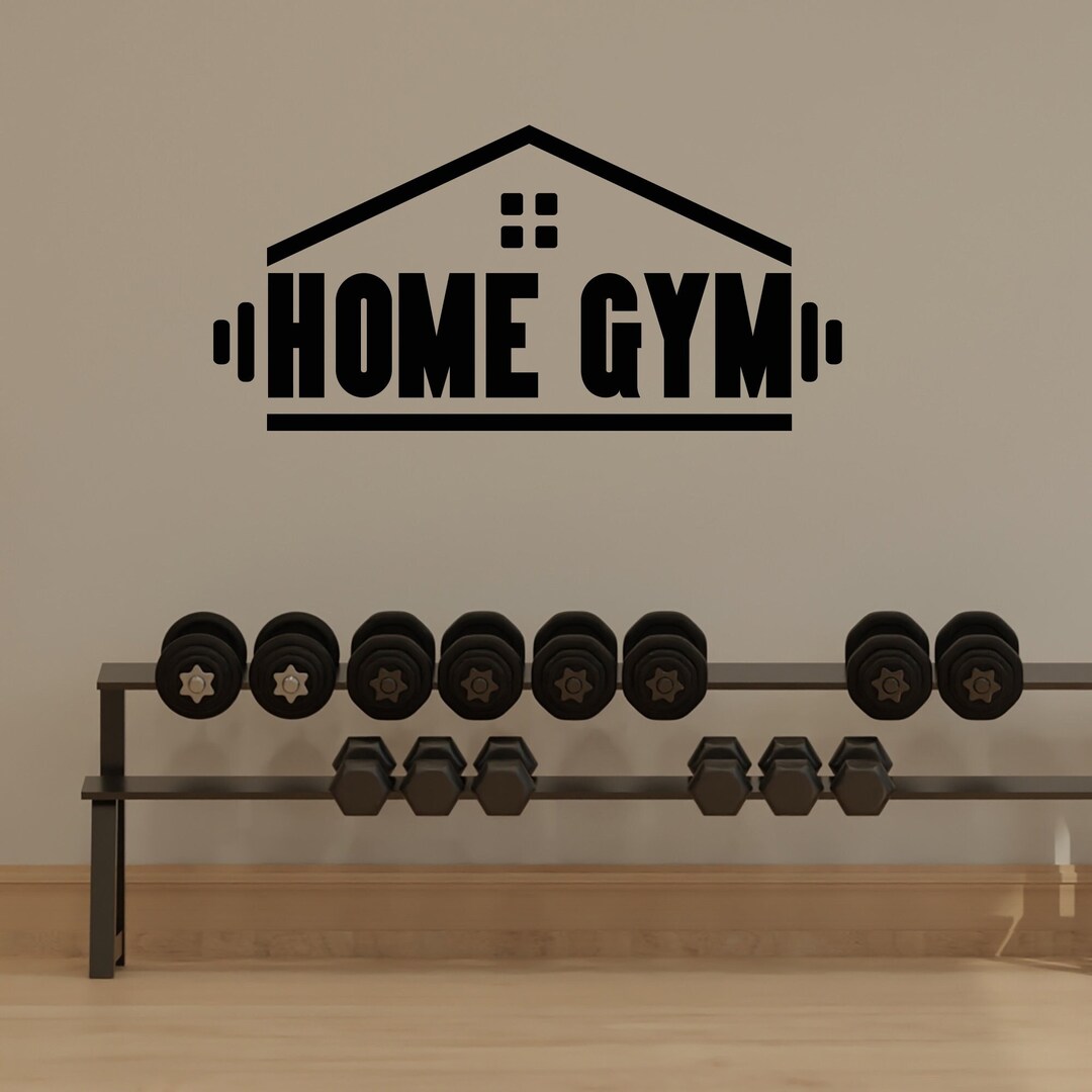 Home Gym Vinyl Wall Decal Fitness Workout Weight Room Exercise Sports ...