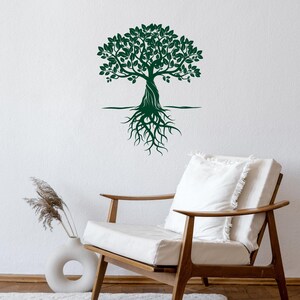 Tree Vinyl Wall Decal Nature Roots Leaves Branches Living Room Nature ...