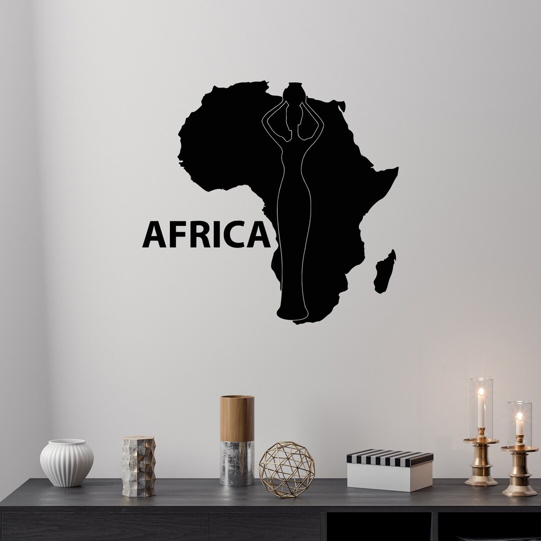 Continent of Africa Vinyl Wall Decal African Woman Native Aborigines ...