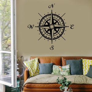 Wall Vinyl Decal Compass Nautical Marine Science Traveling Cool ...