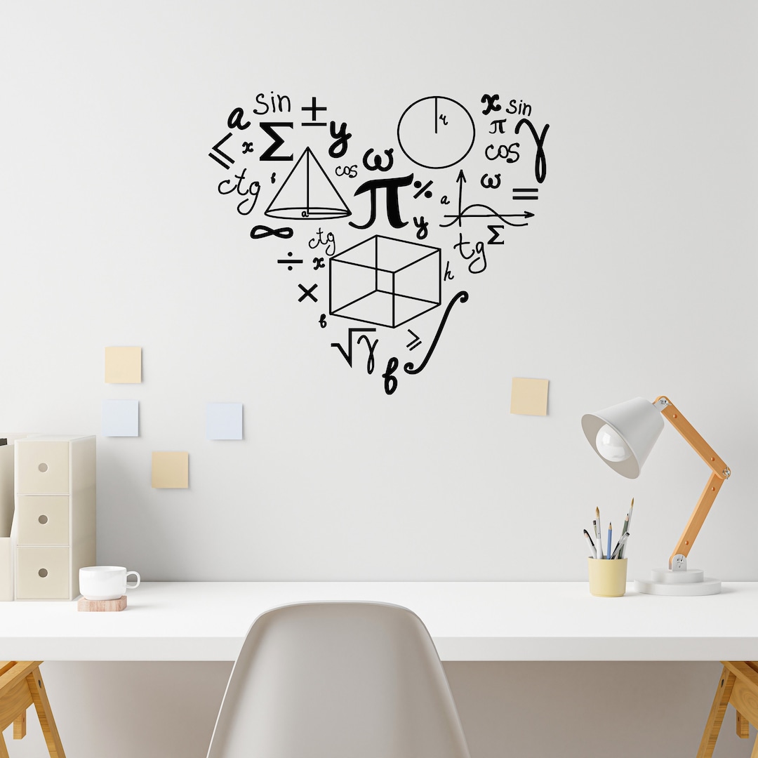 Math Heart Vinyl Wall Decal Mathematics Heart Classroom Mathematical ...