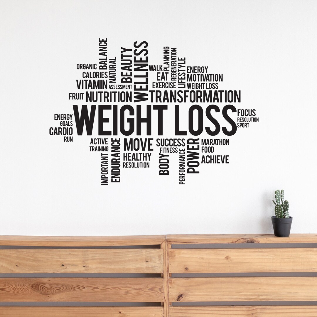 Weight Loss Vinyl Wall Decal Home Gym Motivational Words Fitness Center ...
