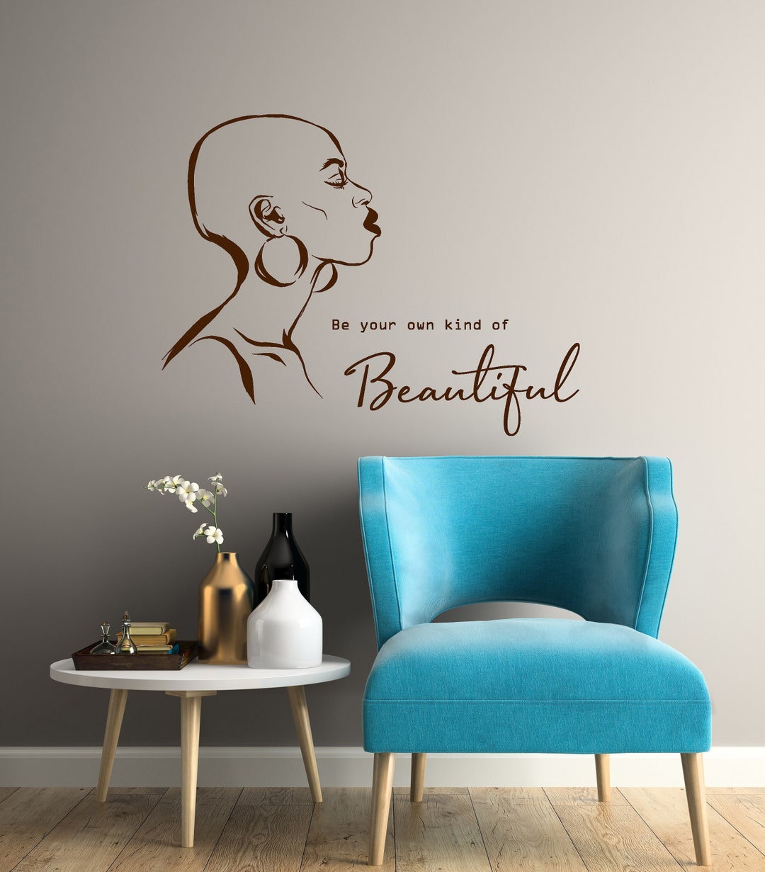 Beautiful Woman Vinyl Wall Decal Black Lady Inspirational Quote ...