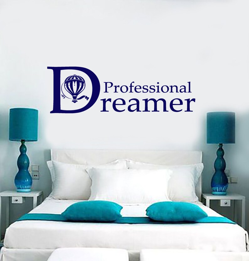 Wall Vinyl Decal Quote Professional Dreamer Hot Air Balloon Traveling ...