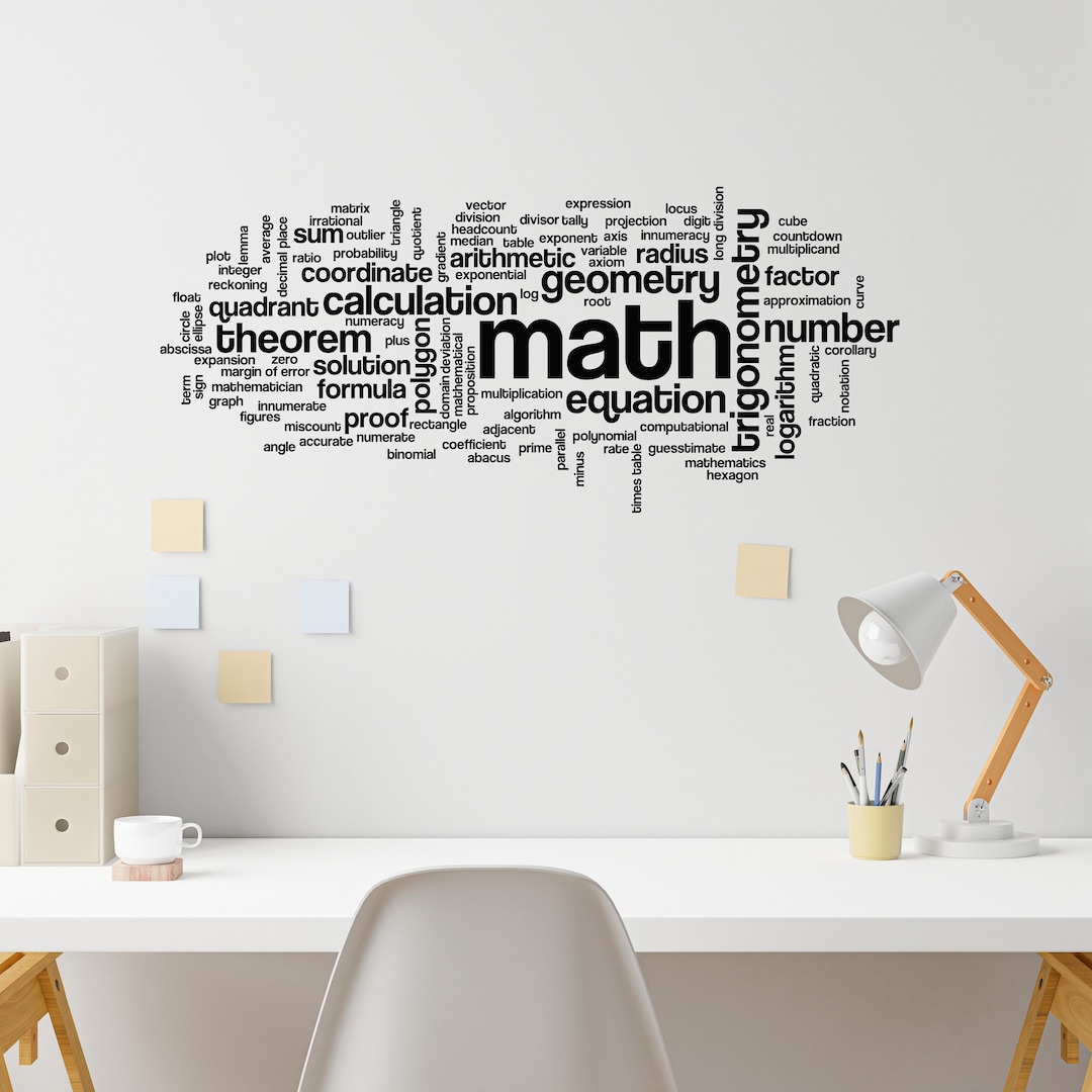Math Words Cloud Vinyl Wall Decal Mathematics School Classroom Learning ...