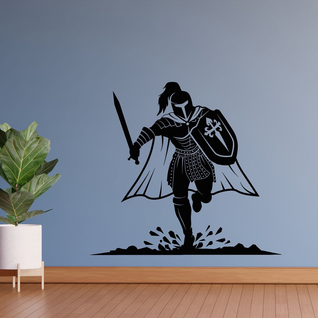 Medieval Vinyl Wall Decal Knight Armor Warrior Shield Sword Helmet ...