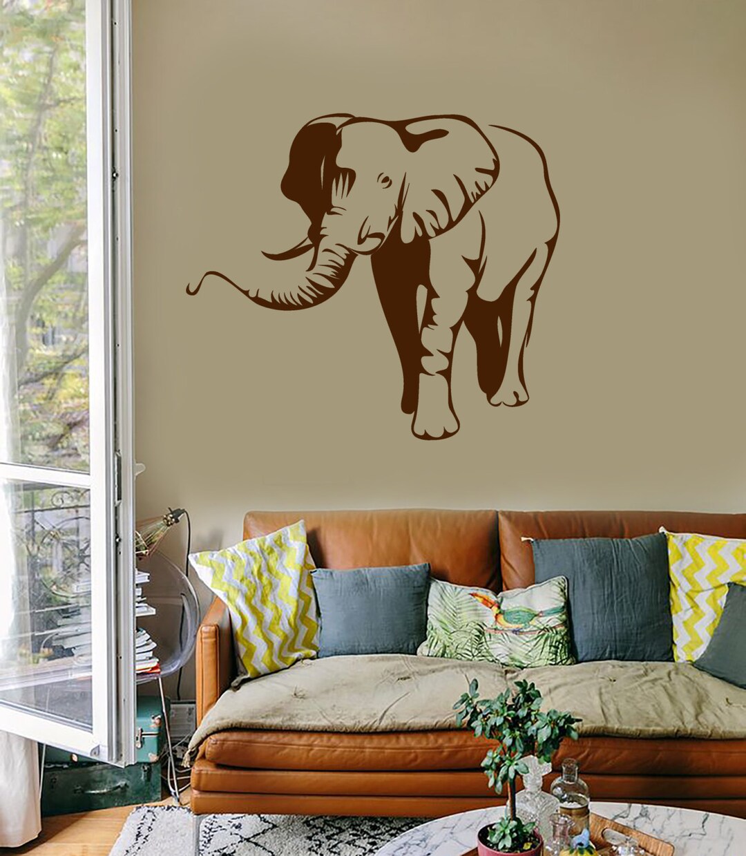 Wall Vinyl Decal Elephant African India Giant Animals Decor for the ...