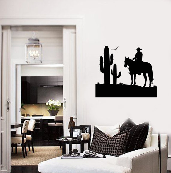 Cowboy Silhouette Vinyl Wall Decal Wild West Boys Room Decor | Etsy