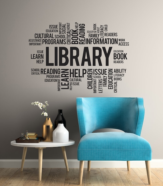 Library Words Vinyl Wall Decal Books Reading Room Corner - Etsy