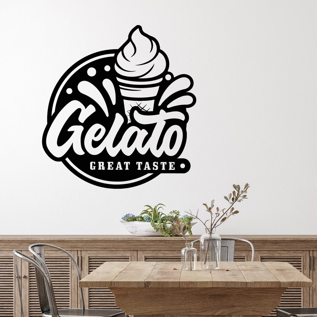 Gelato Vinyl Wall Decal Great Taste Ice Cream Sweet Cafe Stickers Mural ...