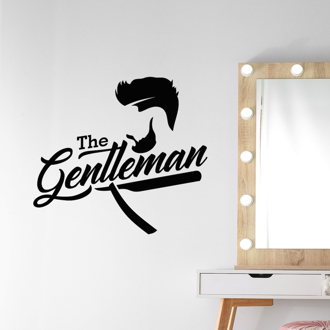 Gentleman Vinyl Wall Decal Haircut and Shaves Barber Shop Stickers ...