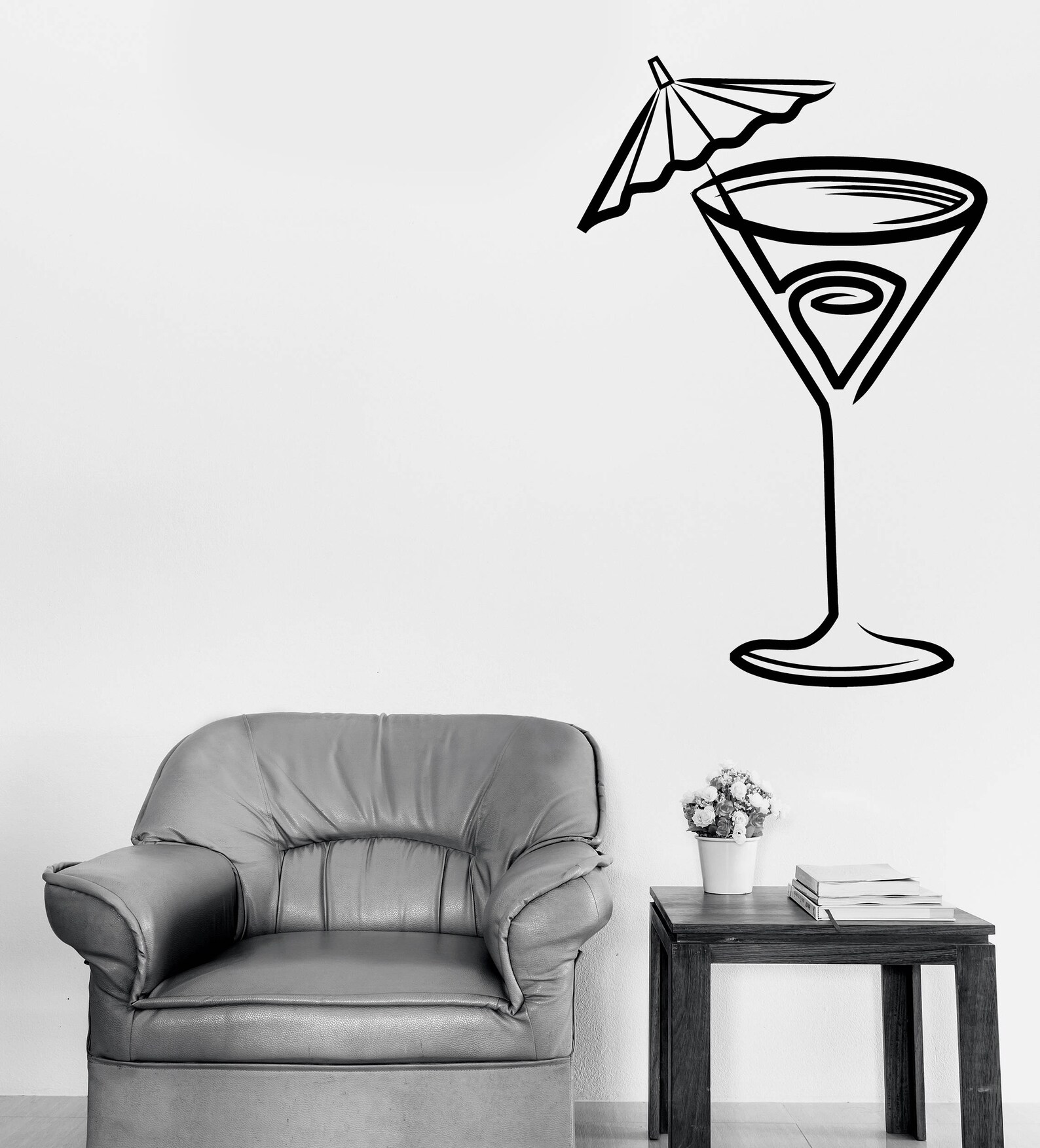 Wall Vinyl Decal Cocktail Glass With Cocktail Tube Cafe | Etsy