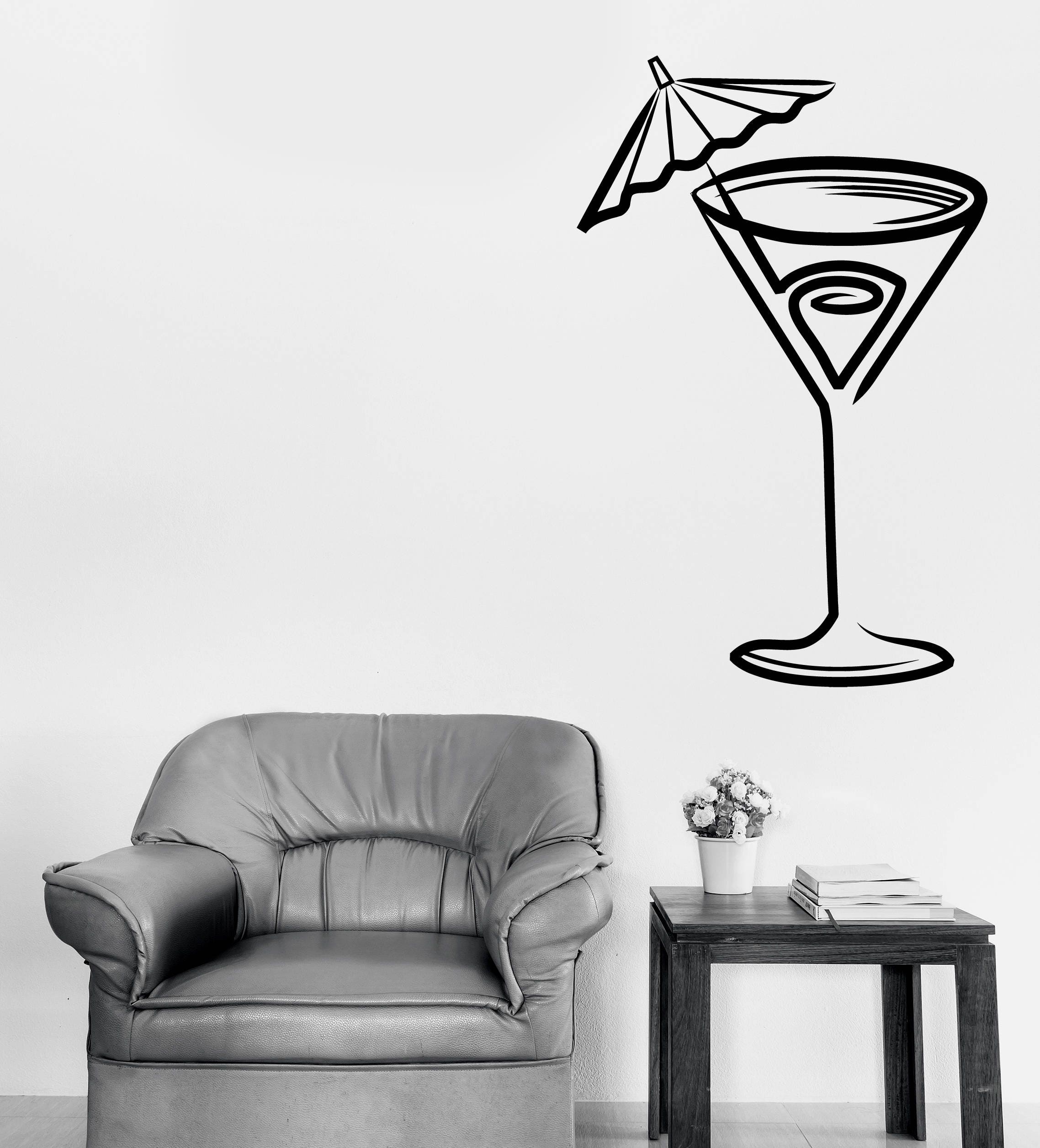 Wall Vinyl Decal Cocktail Glass with Cocktail Tube Cafe | Etsy