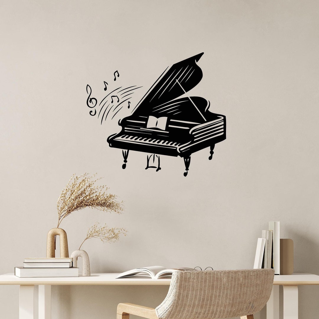 Piano Vinyl Wall Decal Musical Instrument Notes Musician Room Decor ...