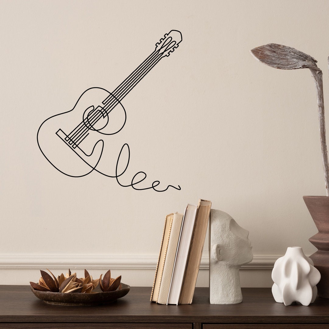 Music Vinyl Wall Decal Acoustic Guitar Musical Instrument Stickers ...