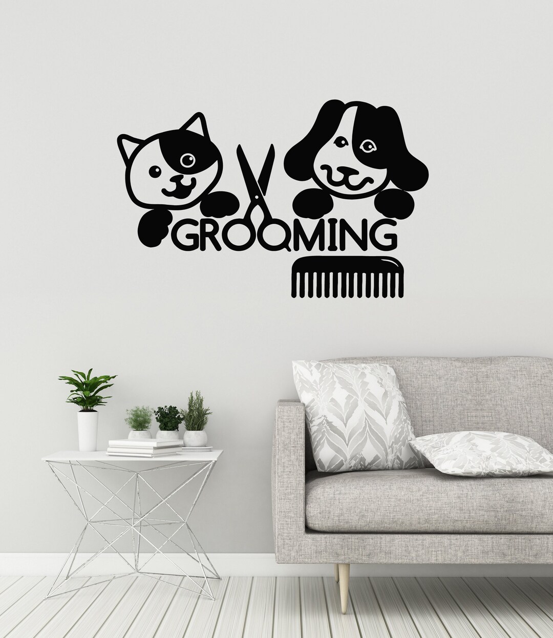 Grooming Vinyl Wall Decal Groomer Beauty Cat Dog Pets Animal Beauty ...