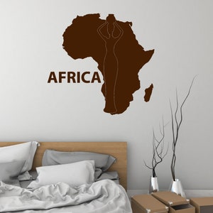Africa Vinyl Wall Decal, Africa Map Wall Sticker African Art Wall Decor ...