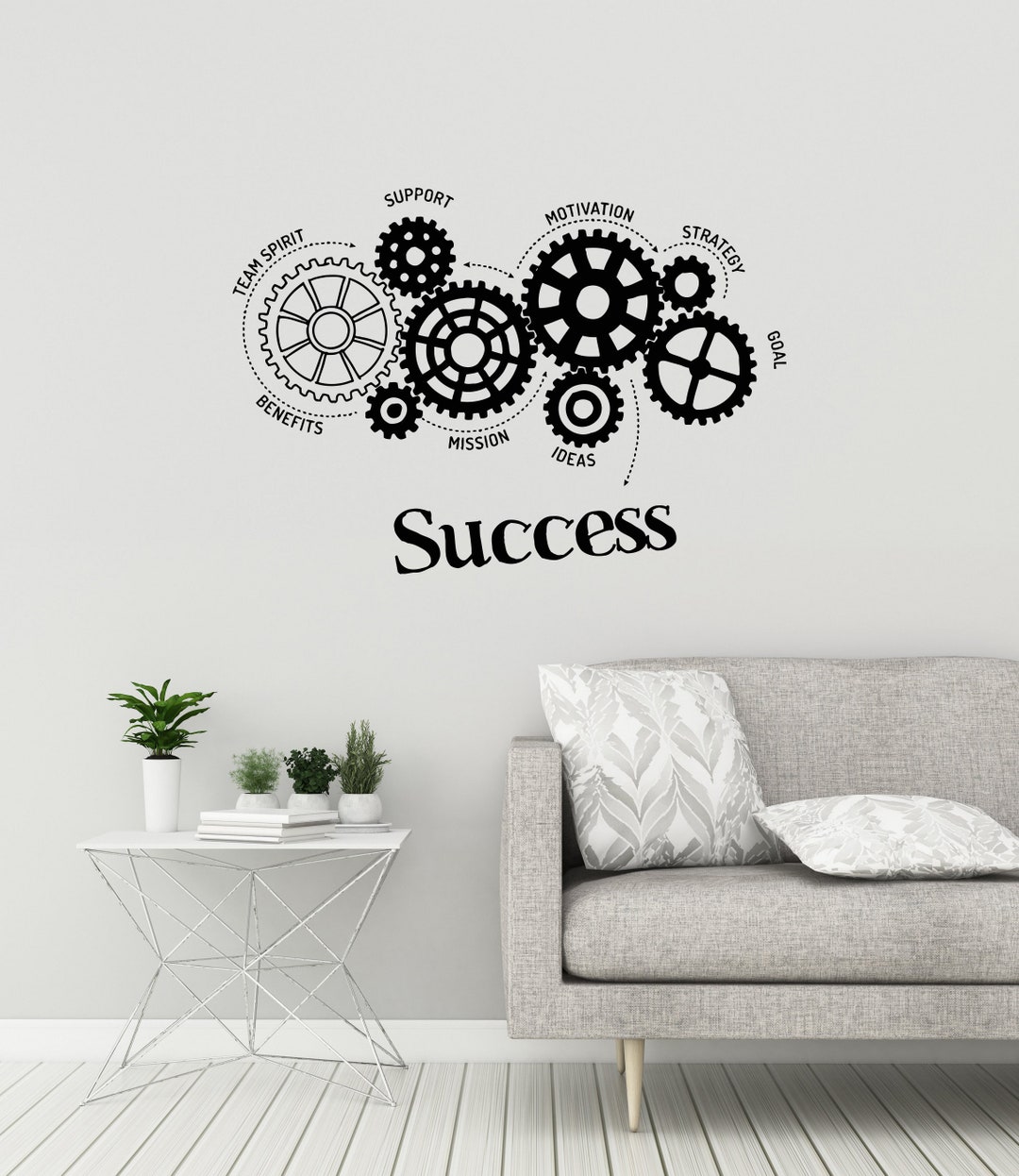 Success Gears Vinyl Wall Decal Office Space Decor Idea Stickers Mural ...