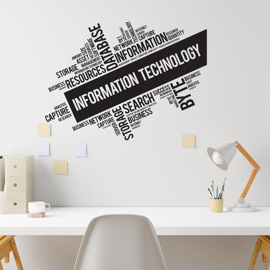 Information Technology Vinyl Wall Decal IT Office Space Words Cloud ...