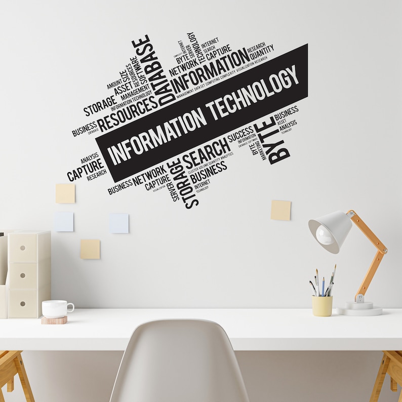 Information Technology Vinyl Wall Decal IT Office Space Words Cloud ...