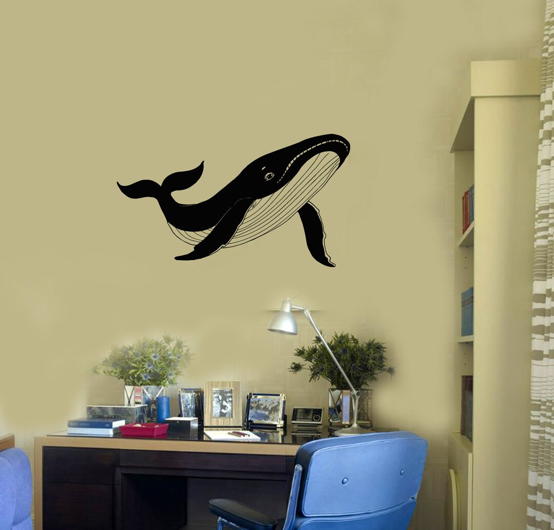 Whale Vinyl Wall Decal Marine Life Animal Ocean Decor Home Interior ...