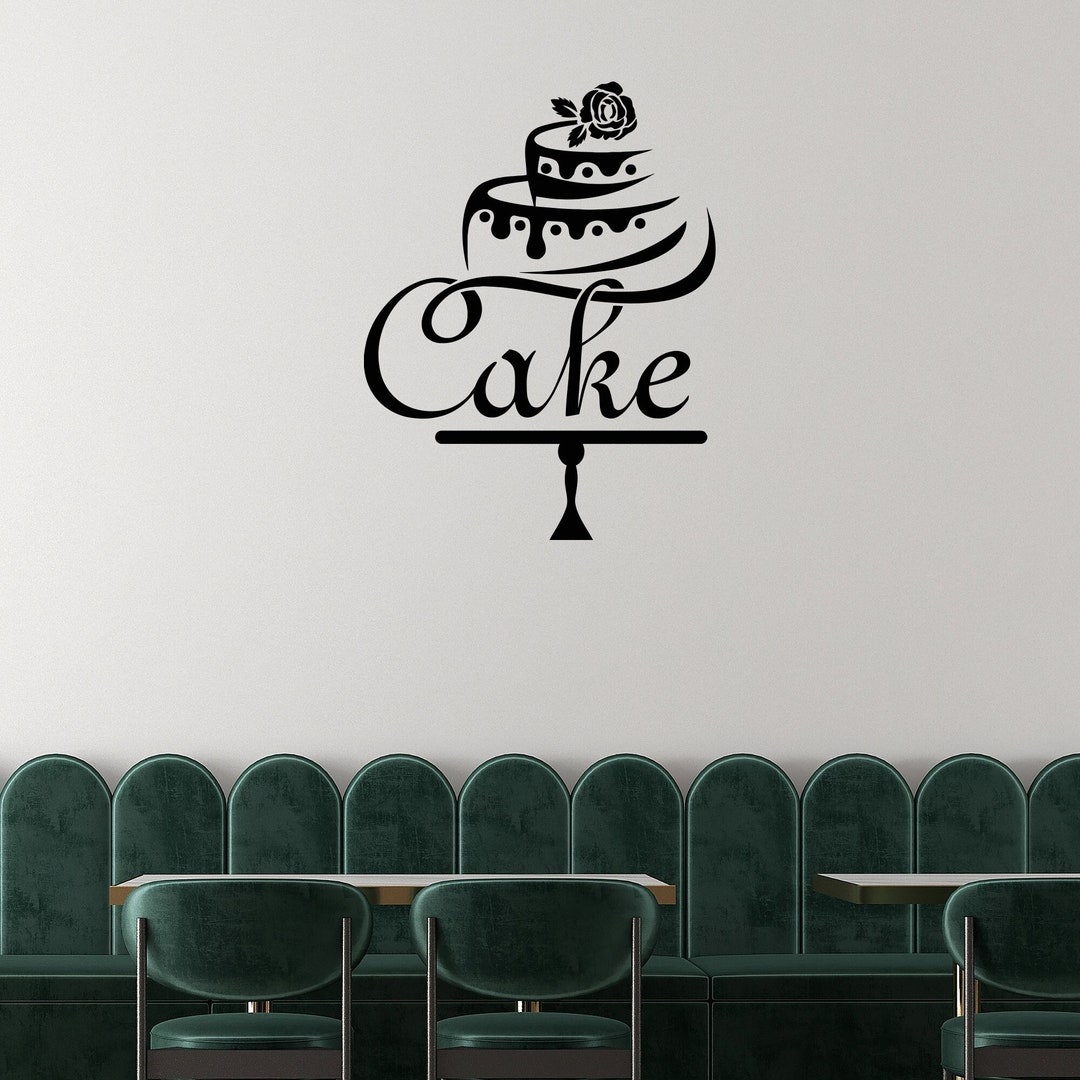 Cake Logo Wall Vinyl Decal Confectionery Sweets Family Baker Cafe ...