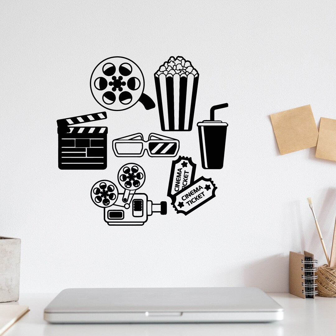 Cinema Vinyl Wall Decal Films Movie Home Theatre Media Room Decoration ...
