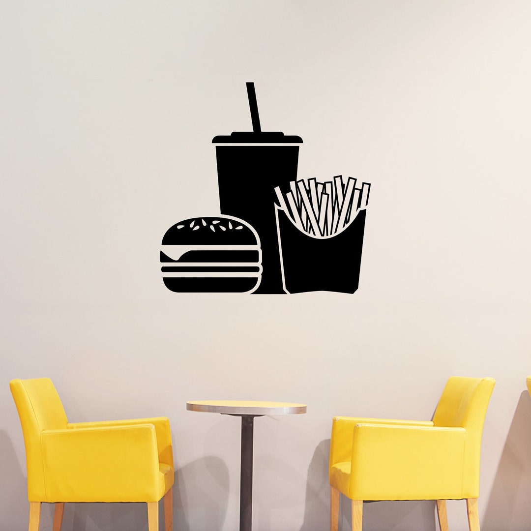 Fast Food Wall Vinyl Decal Restaurant Snack Food Court Decor Burger ...