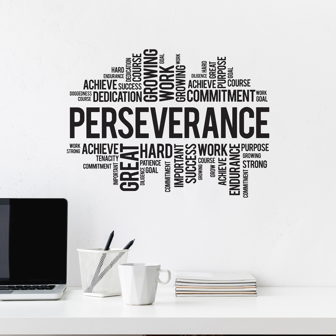 Perseverance Vinyl Wall Decal Success Words Office Decor Educational ...