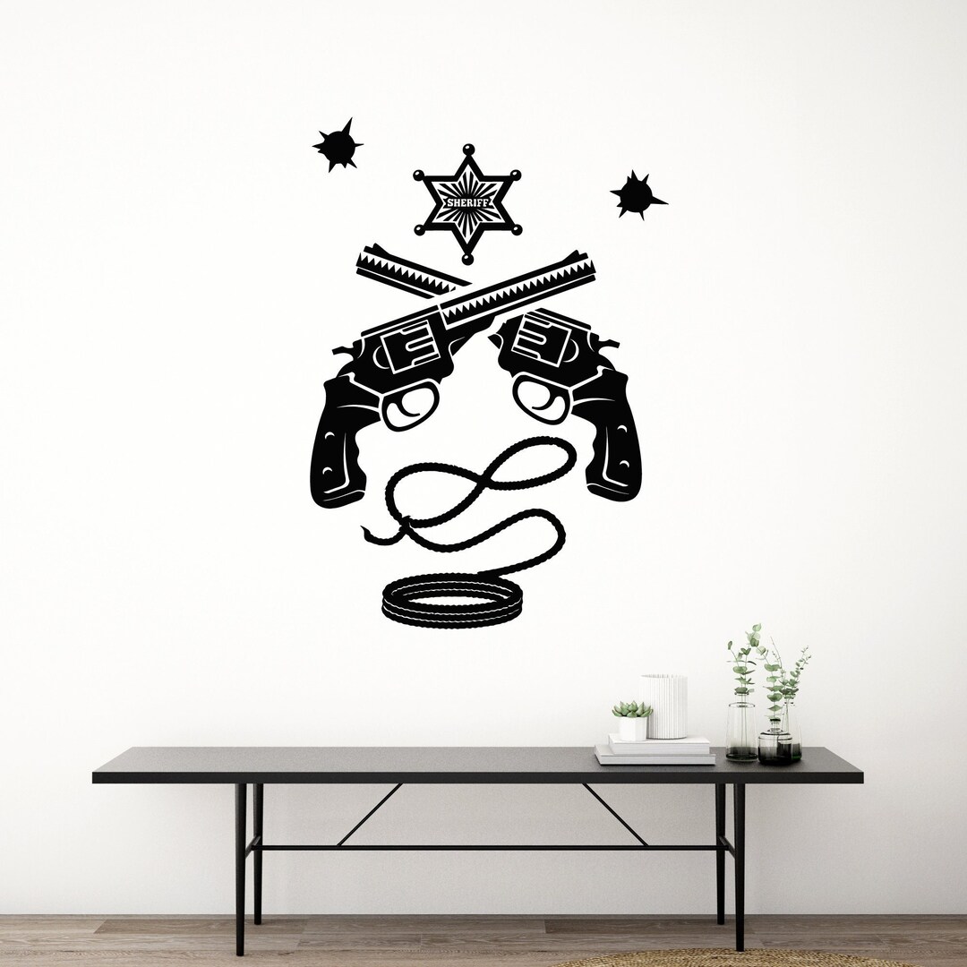 Cowboy Vinyl Wall Decal Wild West Western Sheriff Star Stickers Mural ...