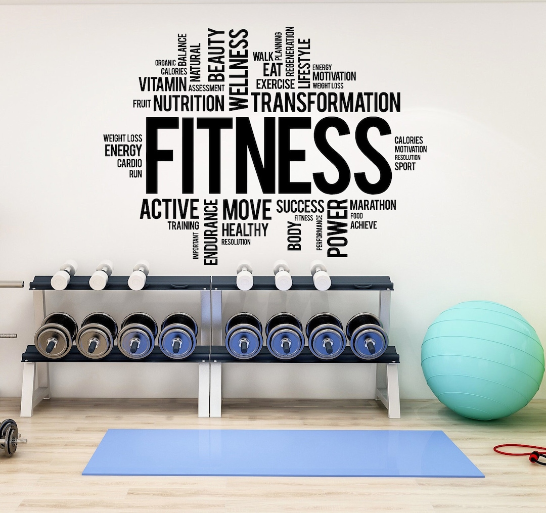 Fitness Vinyl Wall Decal Home Gym Healthy Lifestyle Sport Health ...