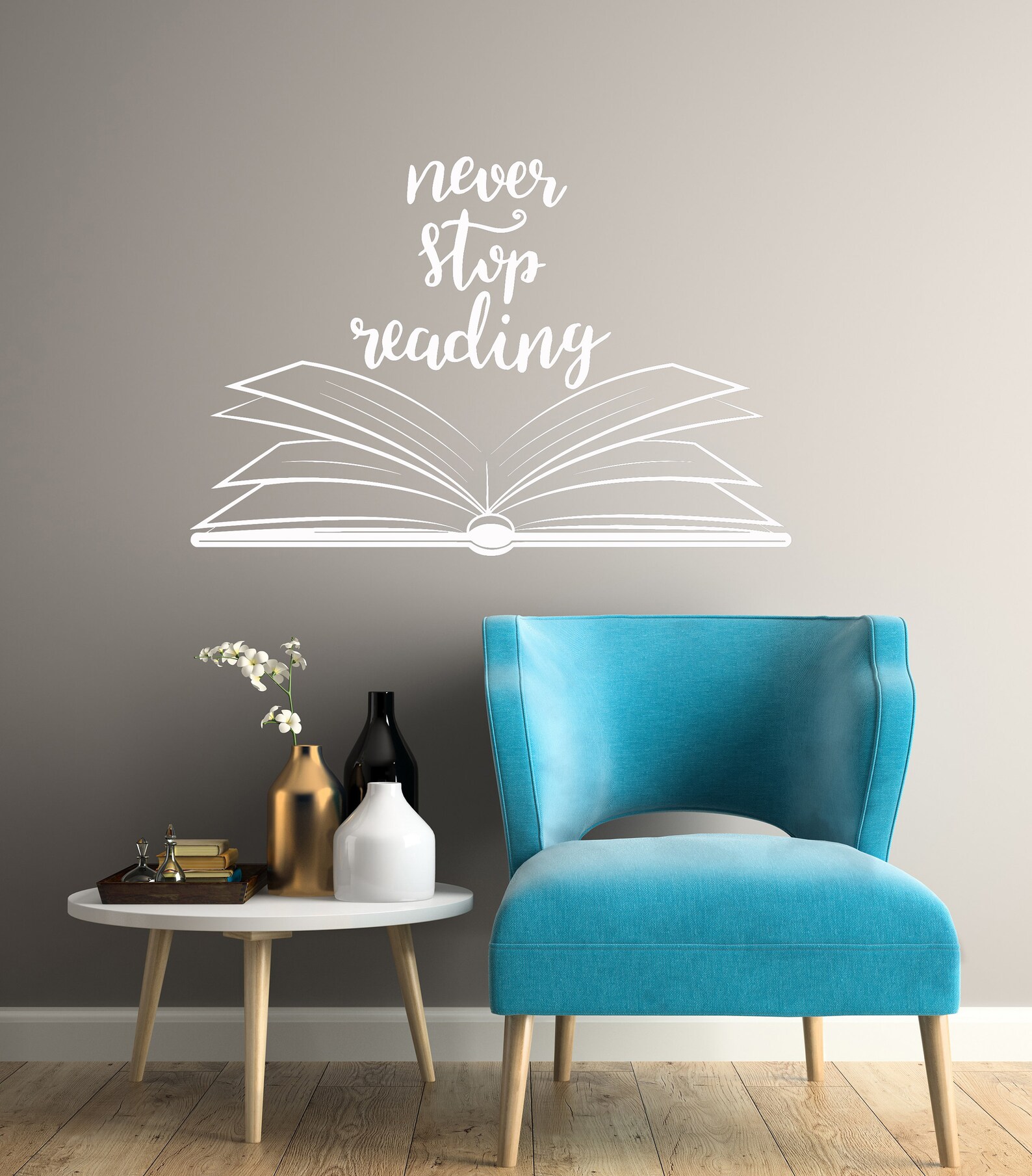 Open Book Vinyl Wall Decal Home Library School Classroom Quote Reader ...